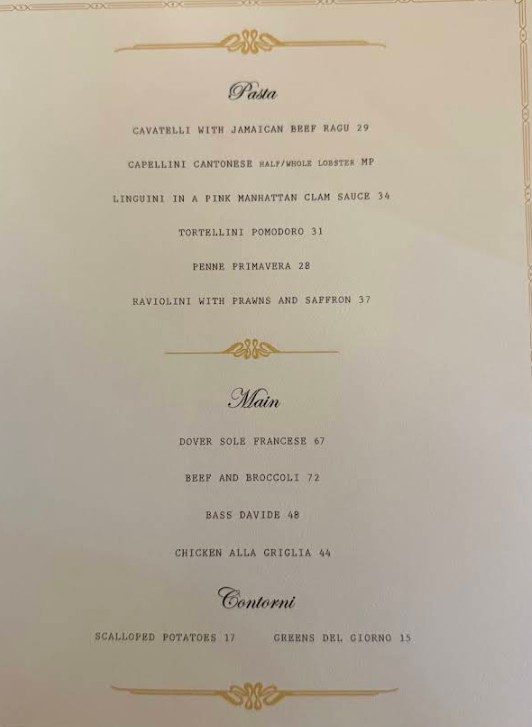 Torrisi Restaurant Menu – Elegant Italian Fine Dining in New York, NY